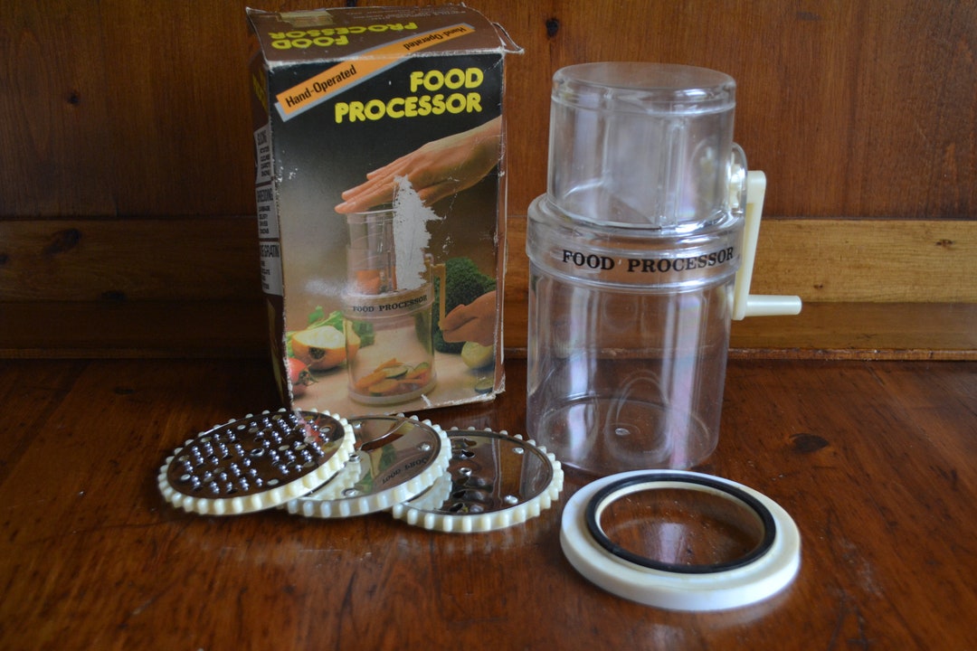 Vintage Manual Hand Crank Food Processor With 3 Blades and Original Box ...
