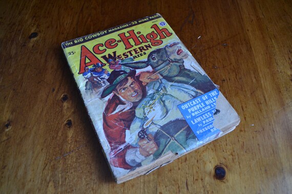 Vintage Pulp Fiction Magazine ace High Western - Etsy