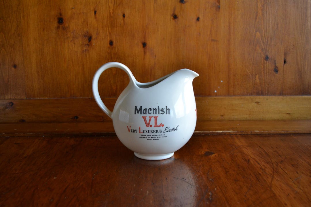 Vintage Macnish VL Very Luxurious Scotch Pub Jug Pitcher Carafe Pot ...