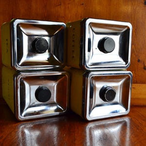 Vintage Set of 4 Garner Ware Tin Flour, Sugar, Tea, & Coffee Containers ...