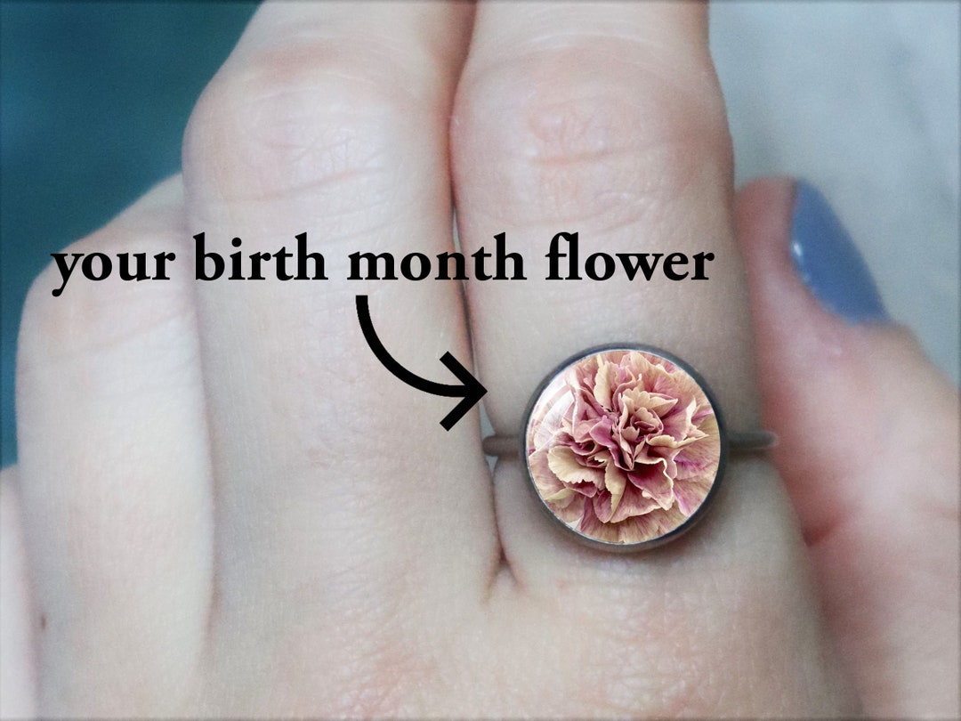 Birth Flower Ring , Birth Month Flower , Birth Flower Jewelry , Birth ...