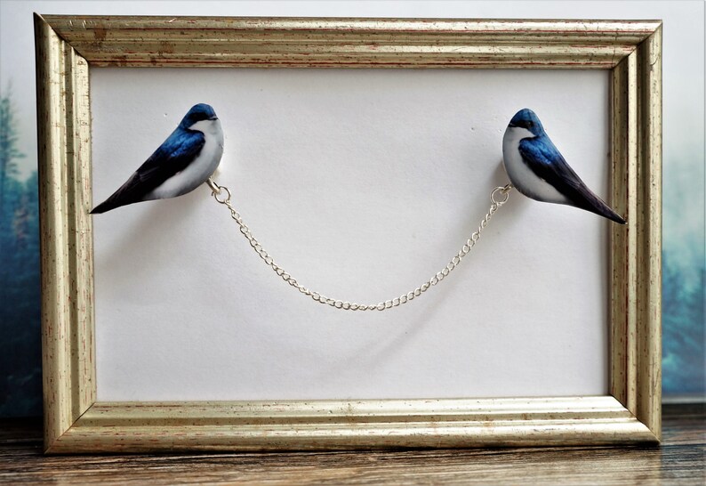 Cardigan Clip Blue Bird Brooch Collar Clips Collar Pins | Etsy