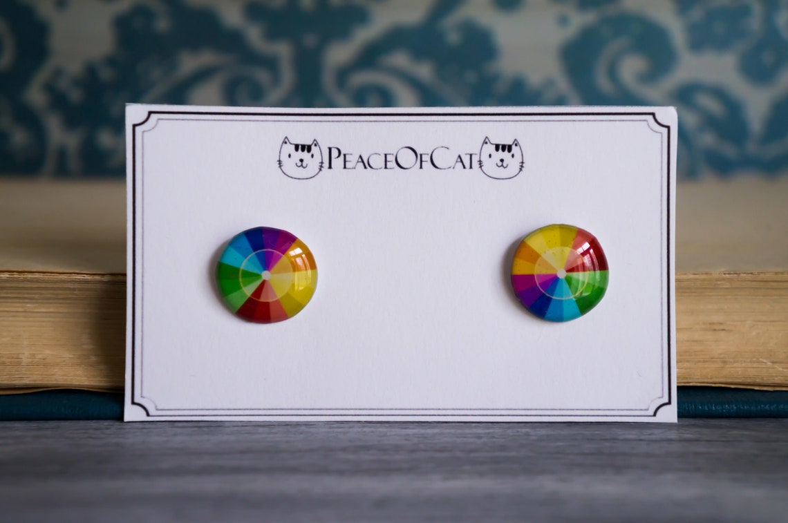 Art Teacher Gift Color Wheel Jewelry Color Wheel Earrings - Etsy