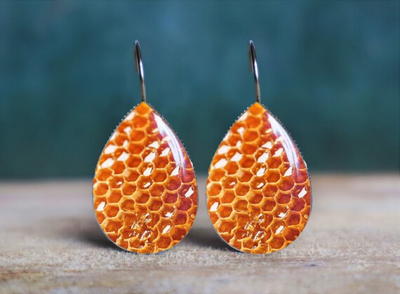Honey Earrings Honeycomb Earrings Honey Jewelry Honey - Etsy