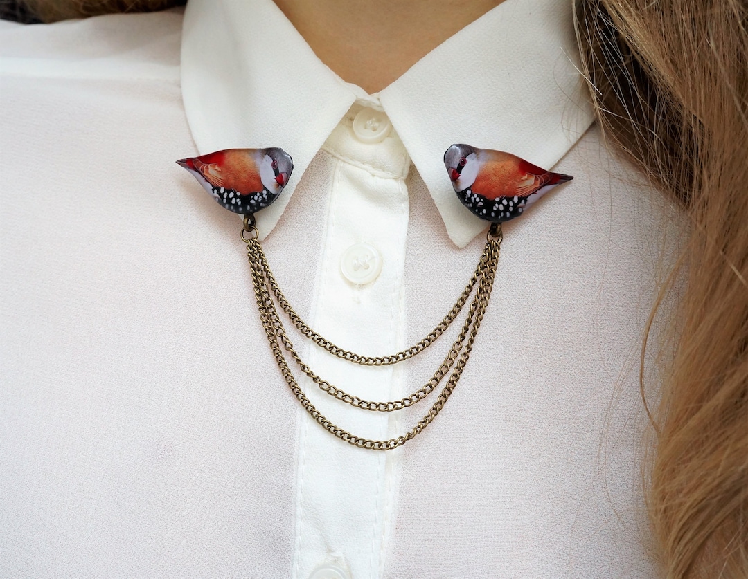 Bird Lover Gift , Bird Jewelry , Collar Chain , Sweater Clip , Collar ...