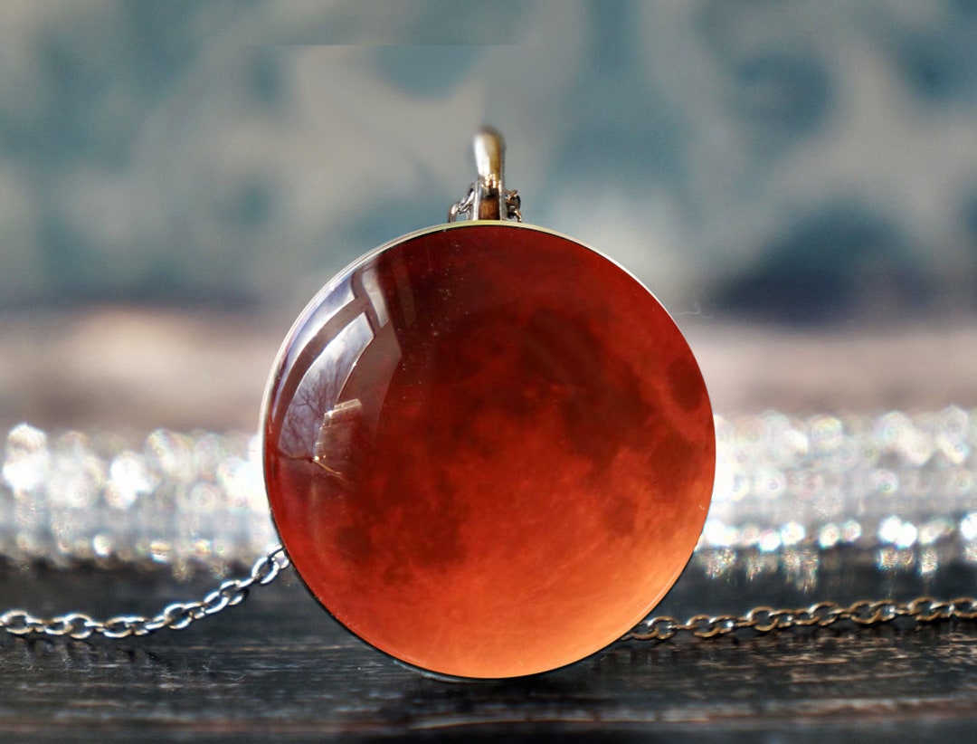 Red Moon Pendant , Blood Moon Necklace , Gothic Necklace , Gothic ...