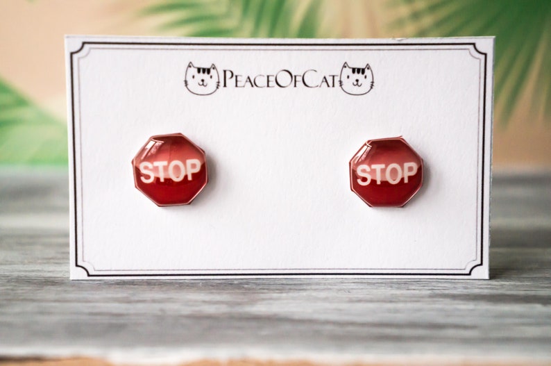Stop Sign Earrings , Quirky Jewelry , Unusual Earrings , Funky Earrings ...
