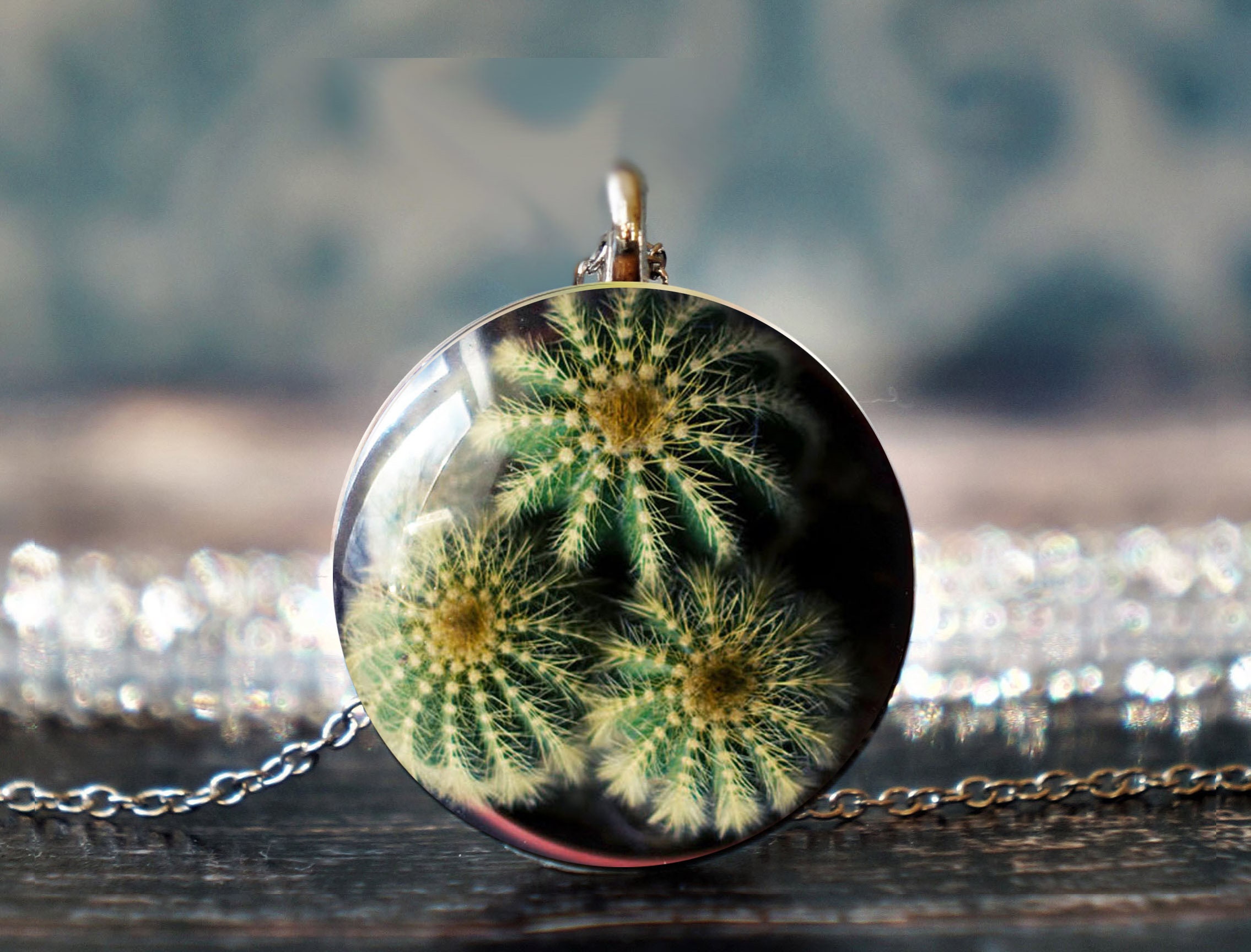 cactus jewelry plant necklace cactus pendant desert | Etsy