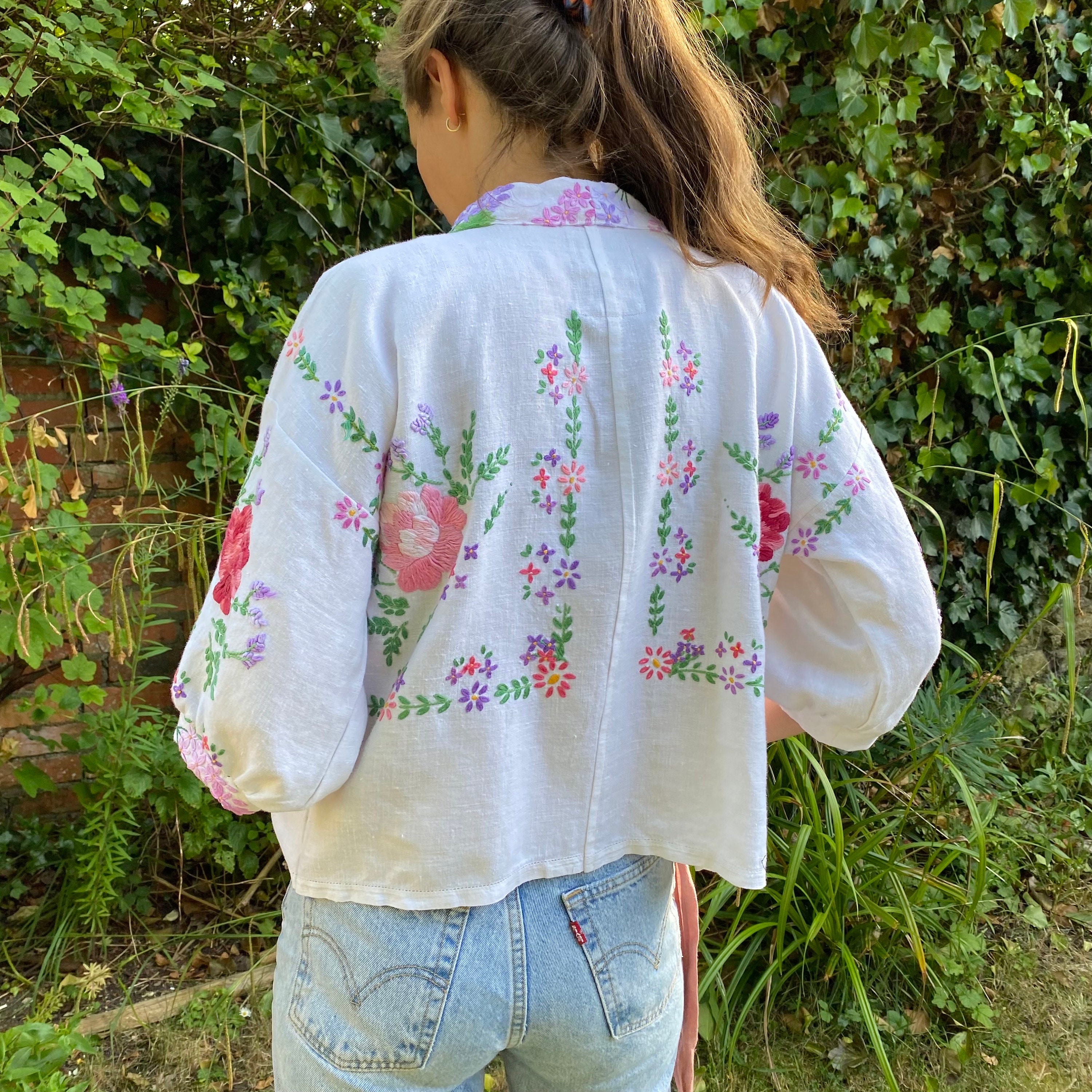 Repurposed Embroidered Tablecloth Blouse /jacket - Etsy