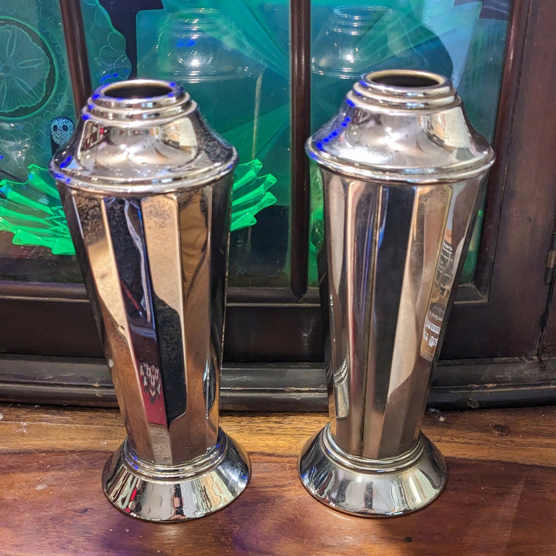 Pair of 1930s Art Deco Chrome Vases - Etsy