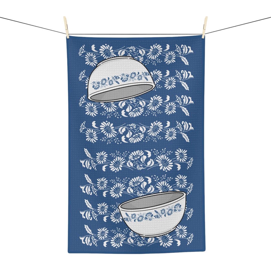 Pyrex Colonial Mist WAFFLE WEAVE Dish Bowls Towel, Pyrex Themed Gift ...