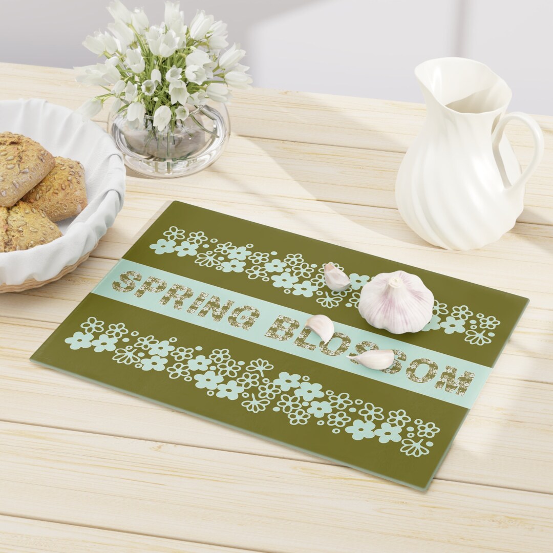 SPRING BLOSSOM Pyrex Pattern Large Glass Cutting Board Kitchen - Etsy