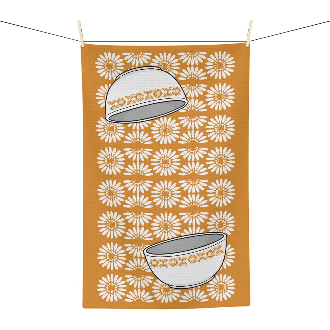 Pyrex Sunflower Daisy WAFFLE WEAVE Dish Bowls Towel, Pyrex Themed Gift ...