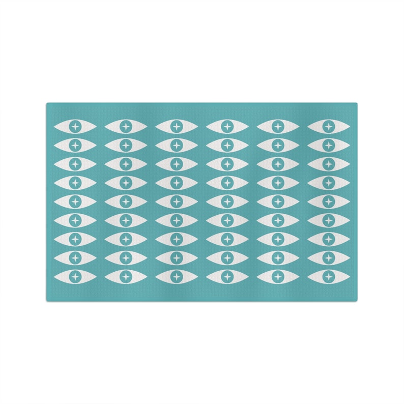 Pyrex Teal Eyes WAFFLE WEAVE Dish Towels, Pyrex Themed Gift, Atomic Cat ...