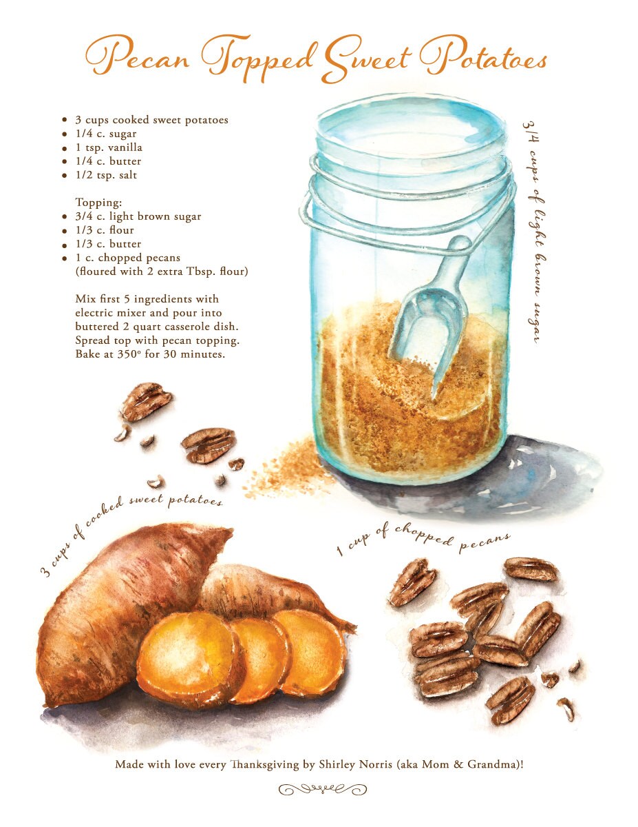 Custom Recipe Art Design Including Ingredients Illustrated With ...