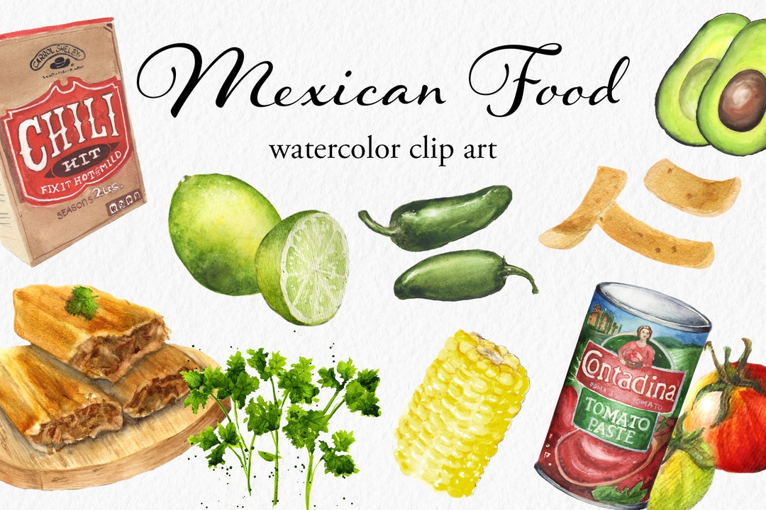 Mexican Food Watercolor Clipart - Mexican Food Instant Digital Download ...