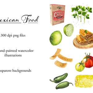 Mexican Food Watercolor Clipart - Mexican Food Instant Digital Download ...