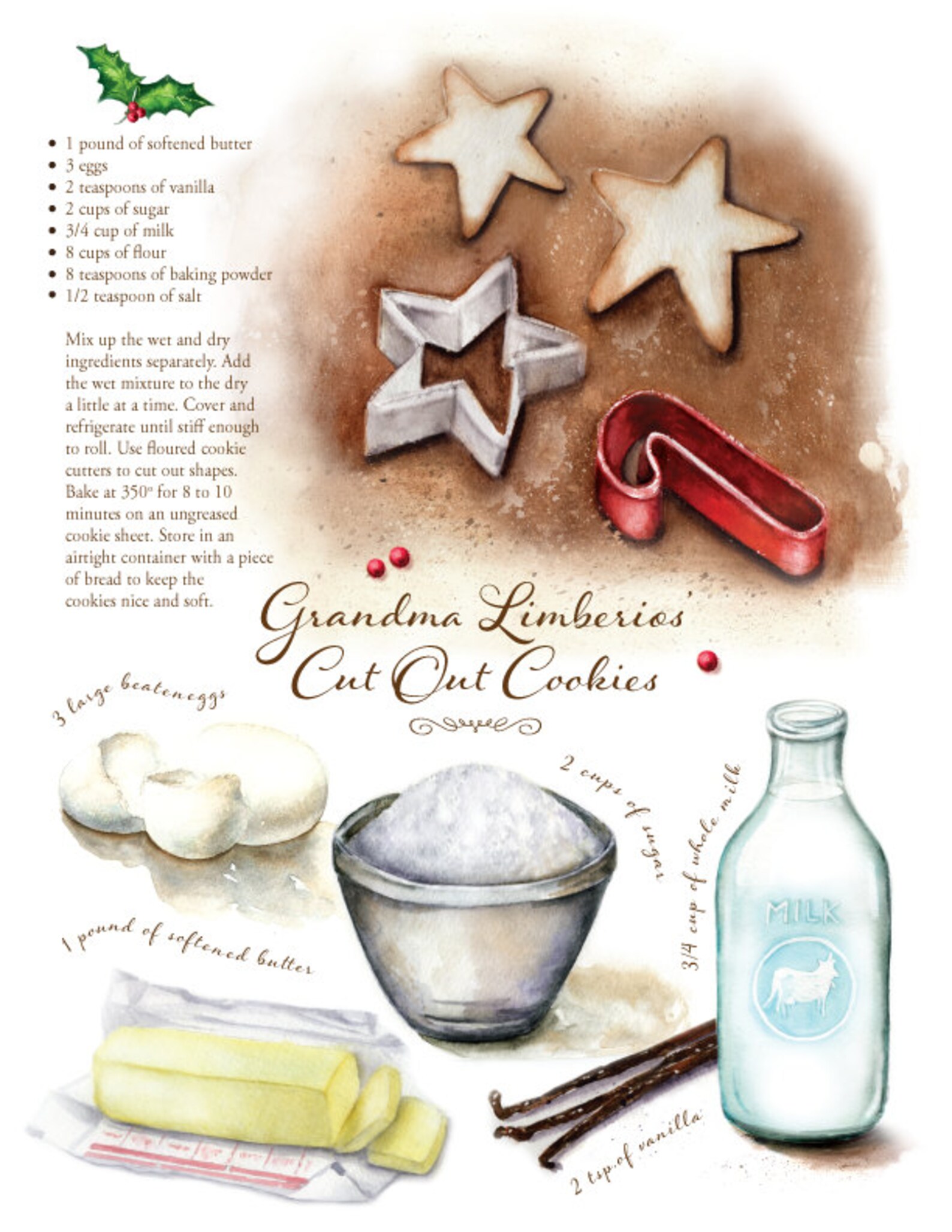 Illustrated Family Recipe, Custom Food Illustration, Family Recipe ...