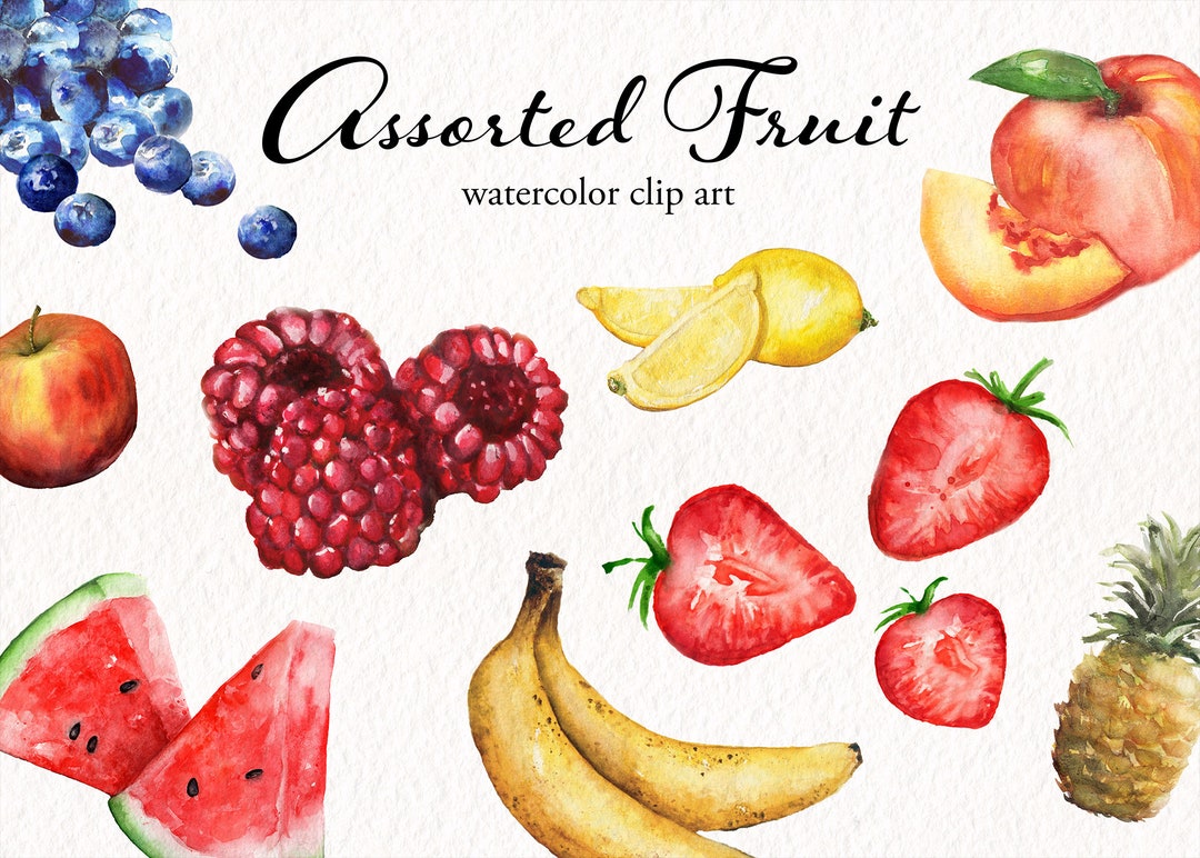 Assorted Fruit Watercolor Clipart - Food Clipart - Fruit Digital ...