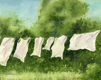 Laundry Line Watercolor - Etsy