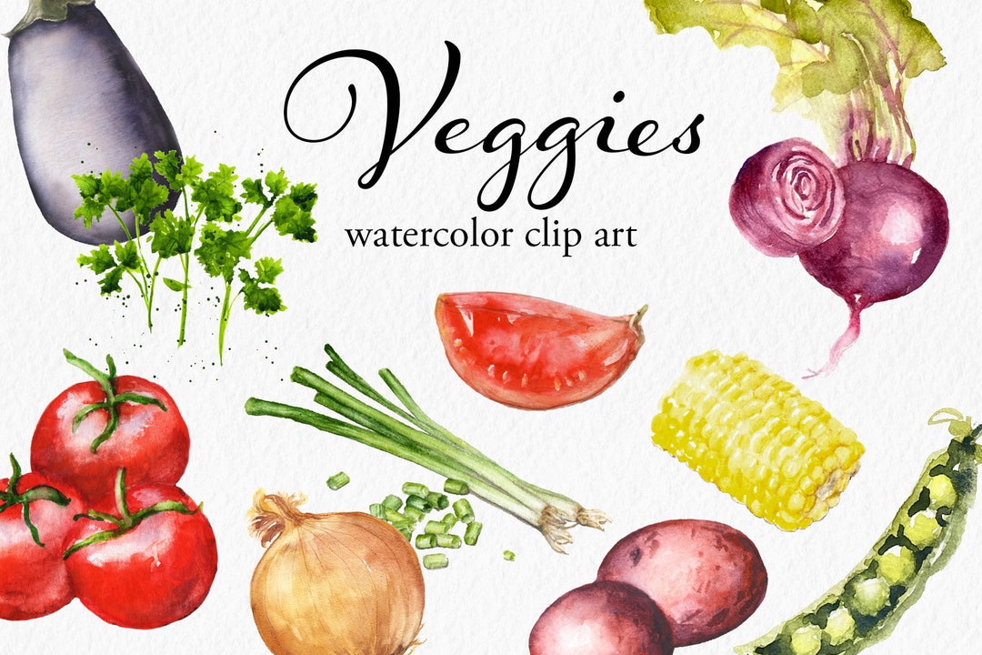 Veggies Watercolor Clipart - Food Clipart - Vegetable Digital Download ...