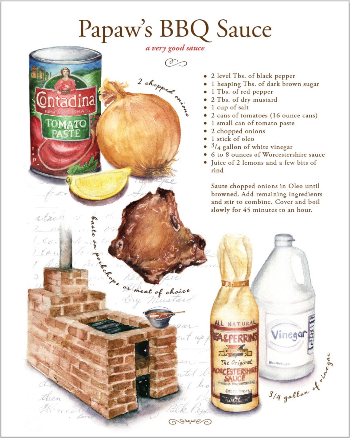 Custom Recipe Art Culinary Watercolors Illustrated Recipes - Etsy