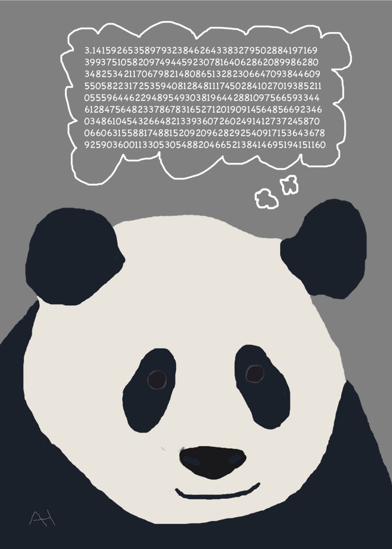 Pi Day Card, Panda With a Thought Bubble - Etsy