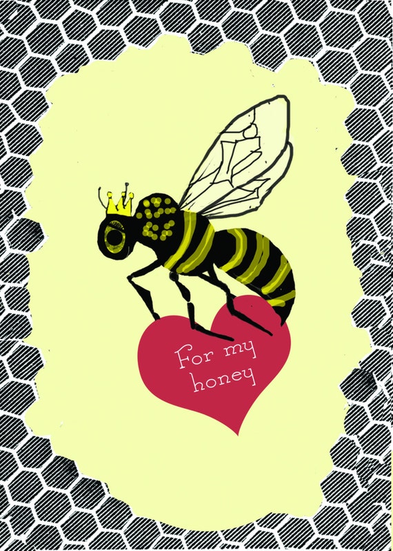 Bee Valentine's Day Printable Card | Etsy