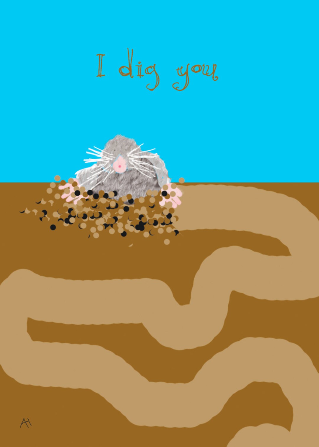 Romantic Mole Card - I Dig You - Etsy