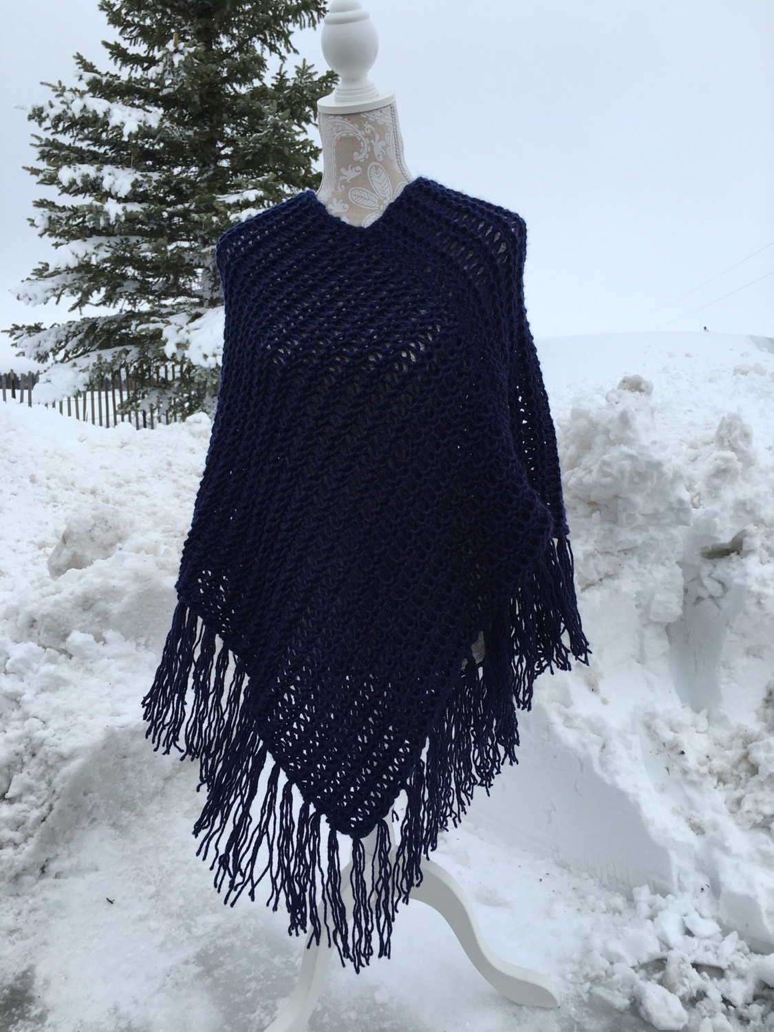 Magpie Poncho -- a loom knit pattern