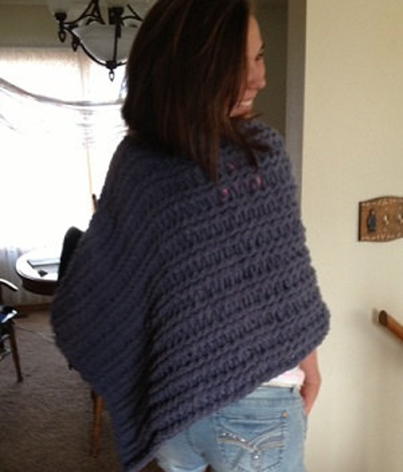 Poncho a loom knit pattern | Etsy