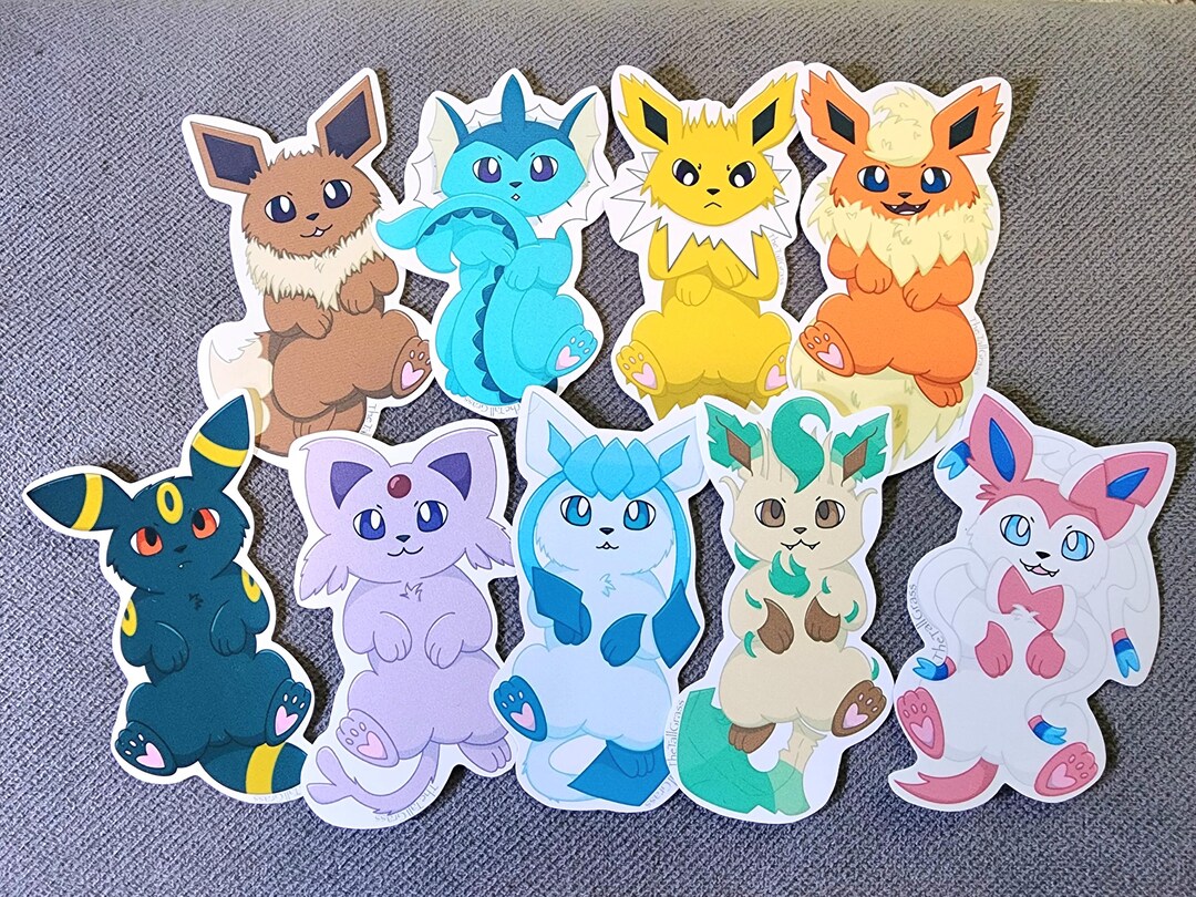3in Vinyl Stickers - Pokemon Eevee Evolutions - Pack of 9 - Normal or ...
