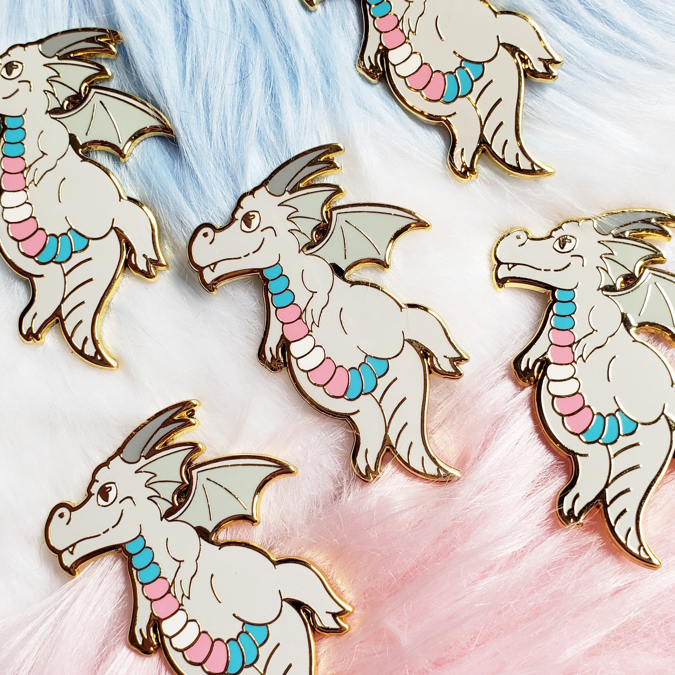 Pride Hatchery Series - Transgender Flag Dragon Enamel Pins - 3 Styles ...