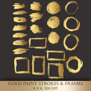Gold Brush Strokes Clipart - Gold Metallic Glitter Paint Strokes ...