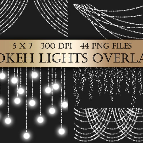 Gold Bokeh String Lights Digital Clipart Overlay Gold - Etsy