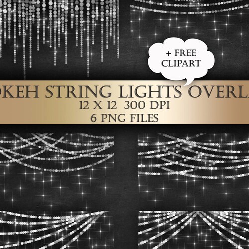 Bokeh String Lights Digital Clip Art Overlay Bunting Fairy - Etsy