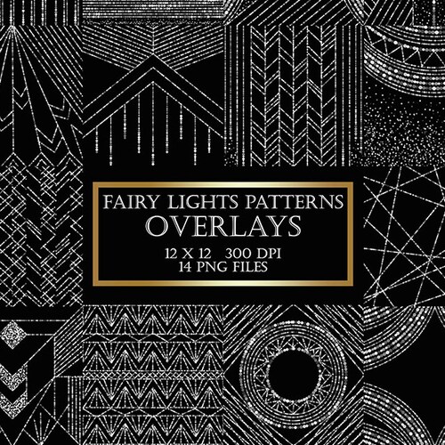 Bokeh String Lights Digital Clipart Overlay Silver Bunting - Etsy