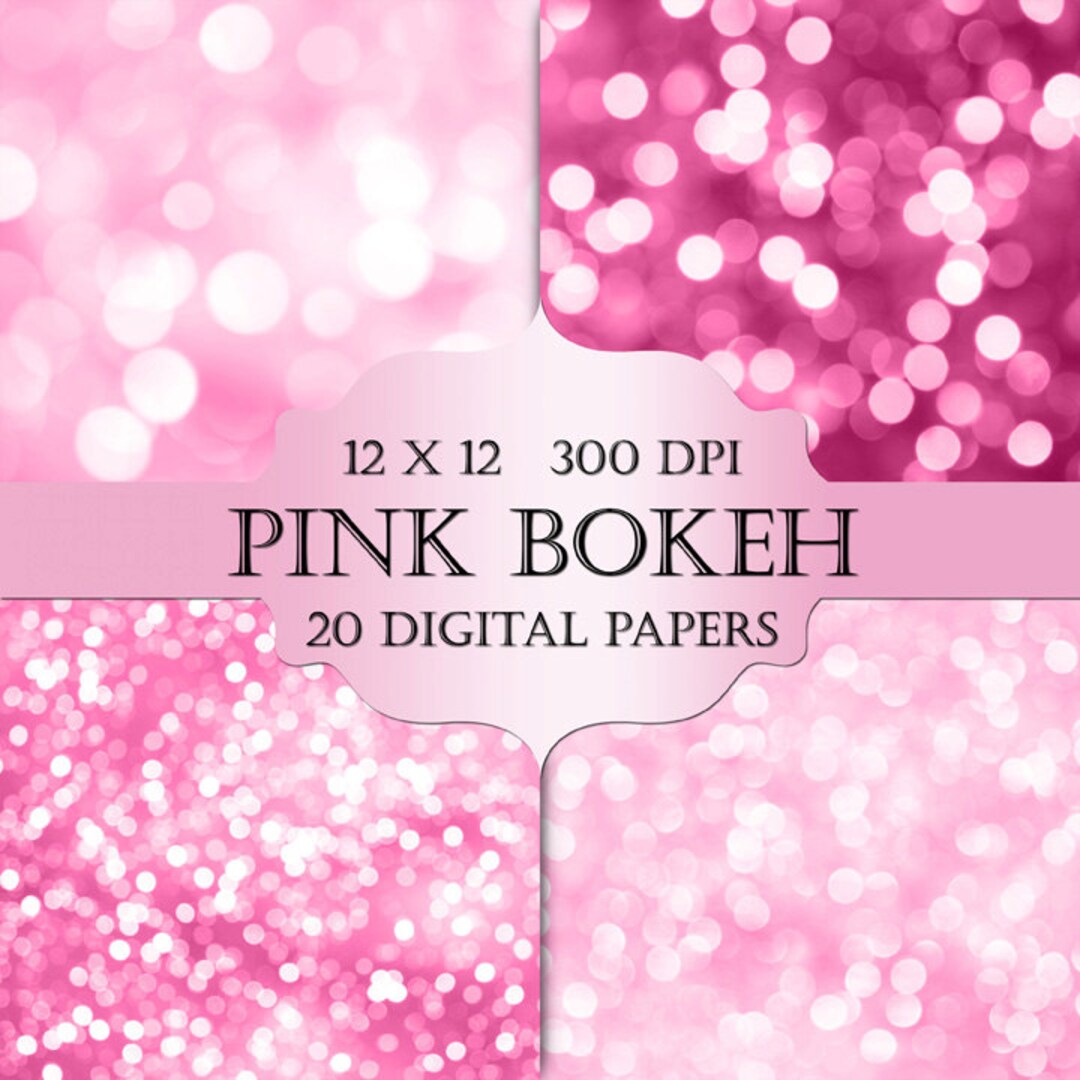 Valentines Bokeh Digital Paper - Pink, Glitter, Bokeh Backgrounds ...