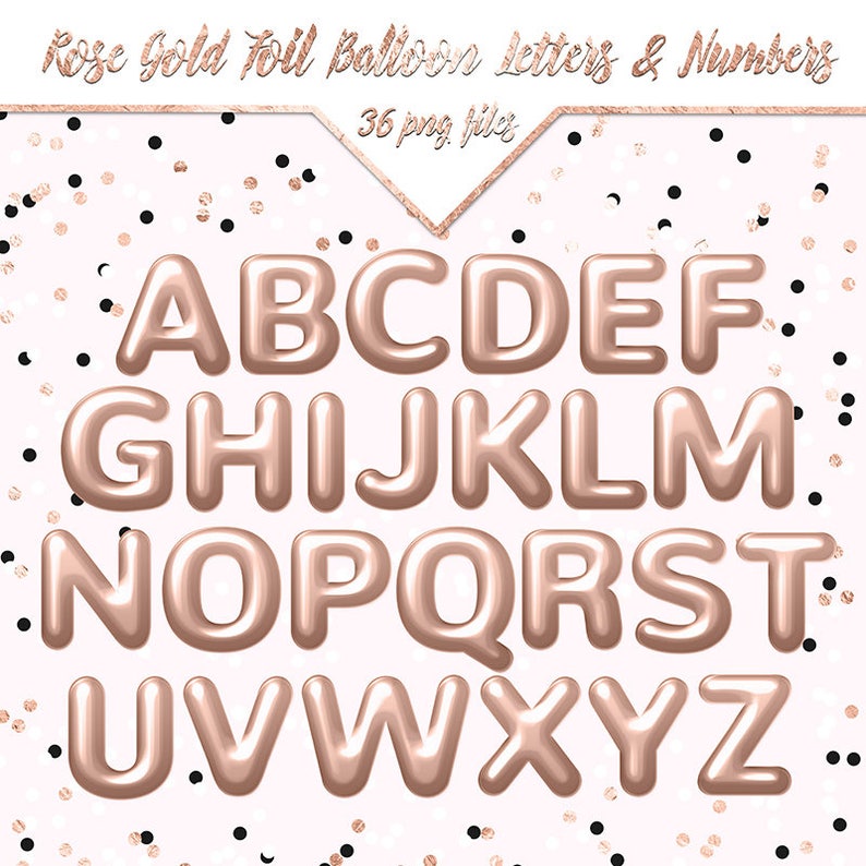 Rose Gold Foil Balloon Letters & Numbers Alphabet Clipart - Etsy