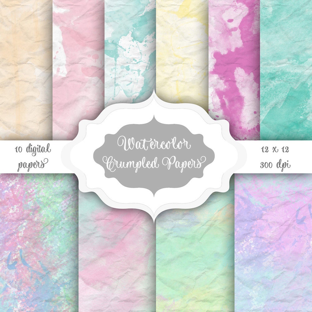 WATERCOLOR Digital Paper Pack Watercolor crumpled paper | Etsy