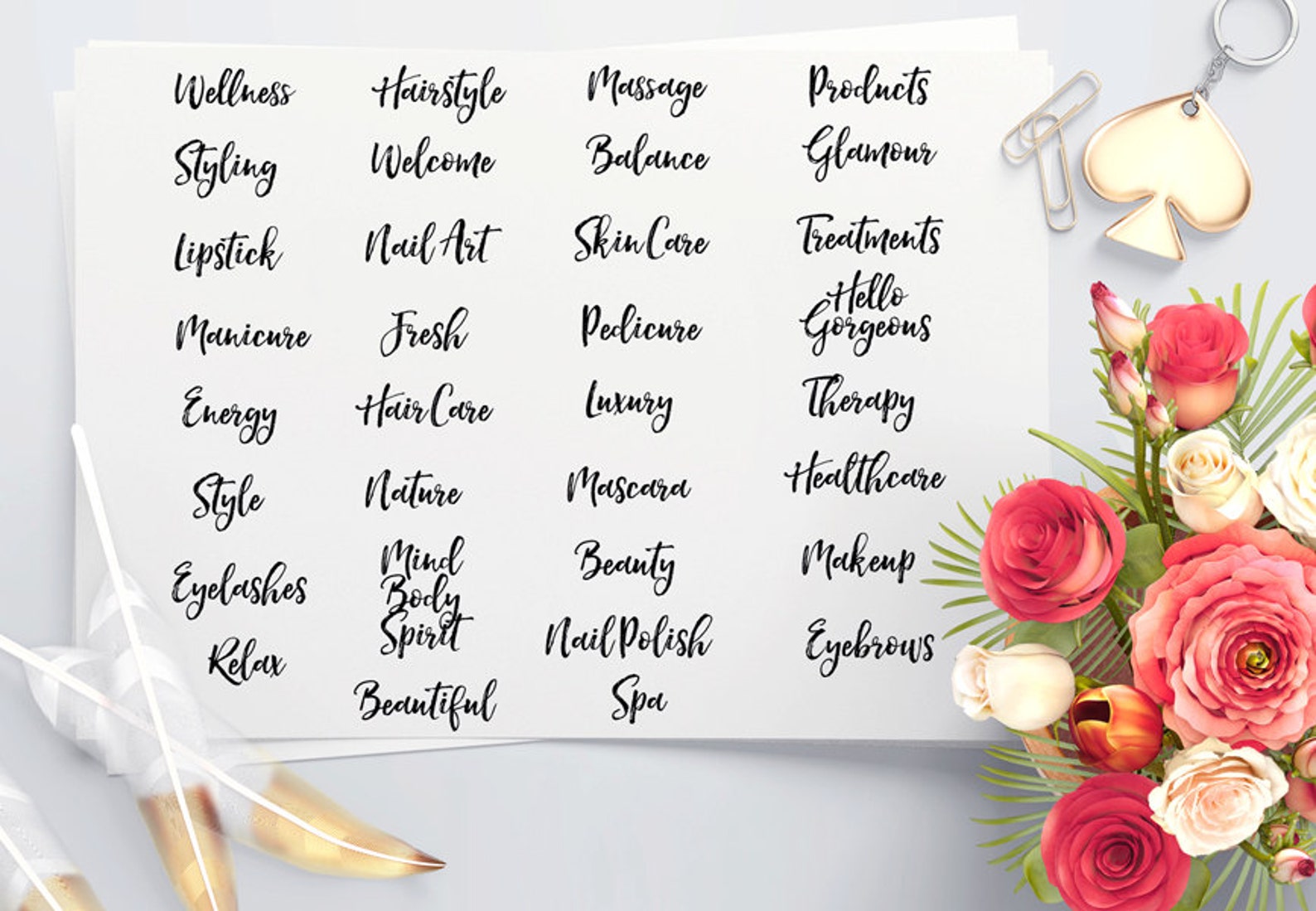 Schönheit Clipart Wort Art Overlay Pinsel Schriftzug Zitat | Etsy