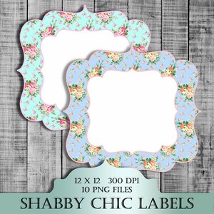 Shabby Chic Printable Labels Digital Clipart - Vintage Floral Pattern ...