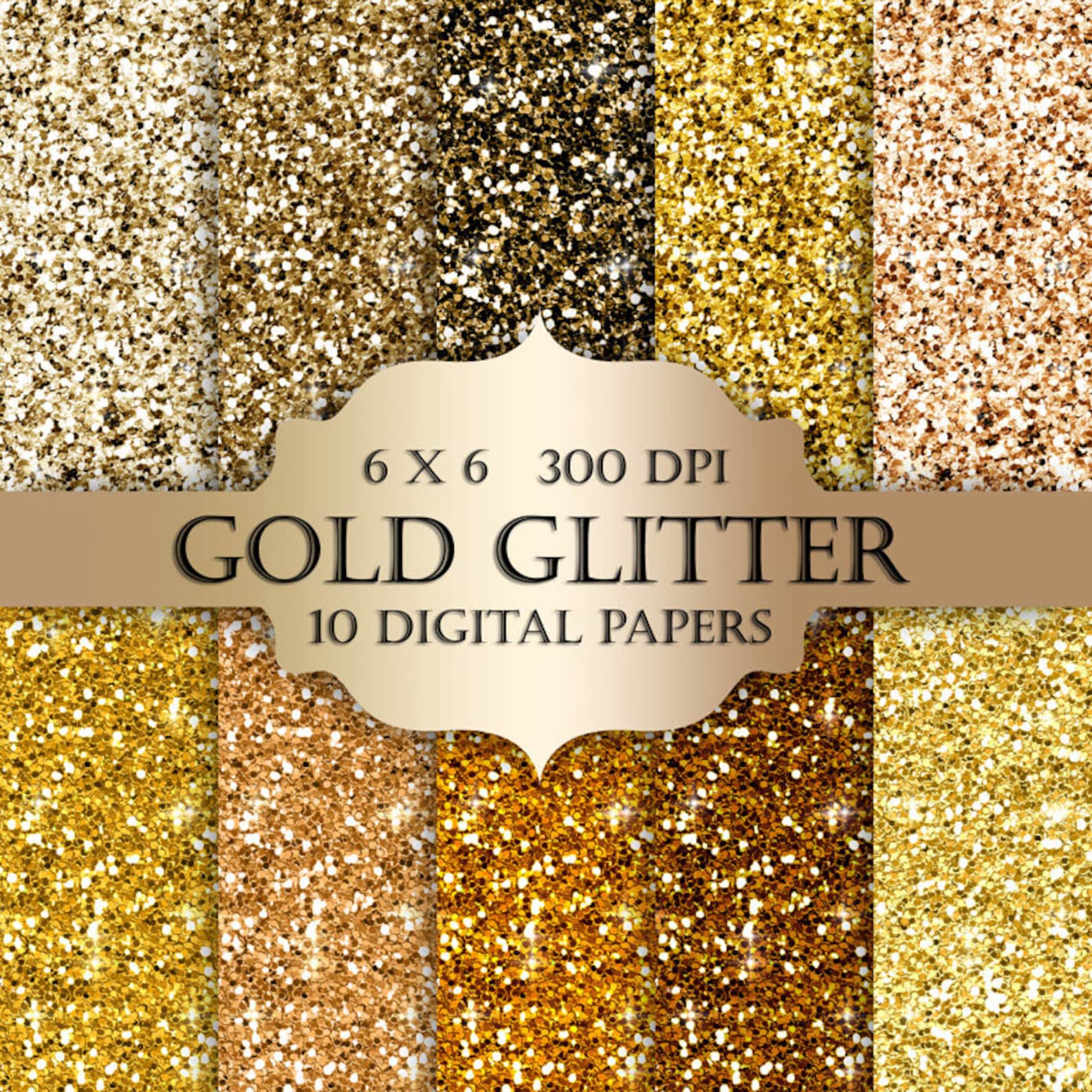 Gold Glitter Digital Paper Glitter Gold Scrapbooking Digital - Etsy