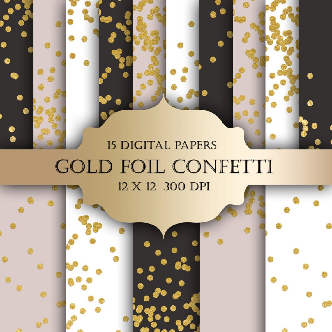 Gold Foil Dot Confetti Digital Paper Polka Dot Sparkle - Etsy