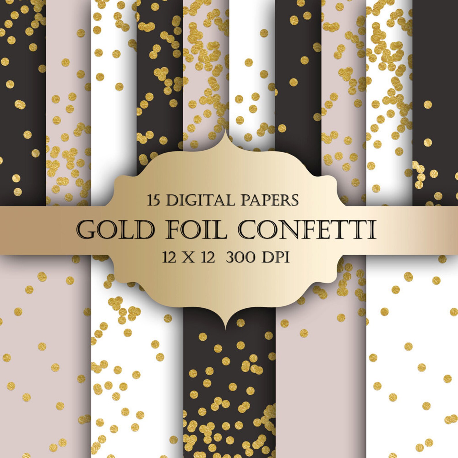 Gold Foil Dot Confetti Digital Paper Polka Dot Sparkle - Etsy