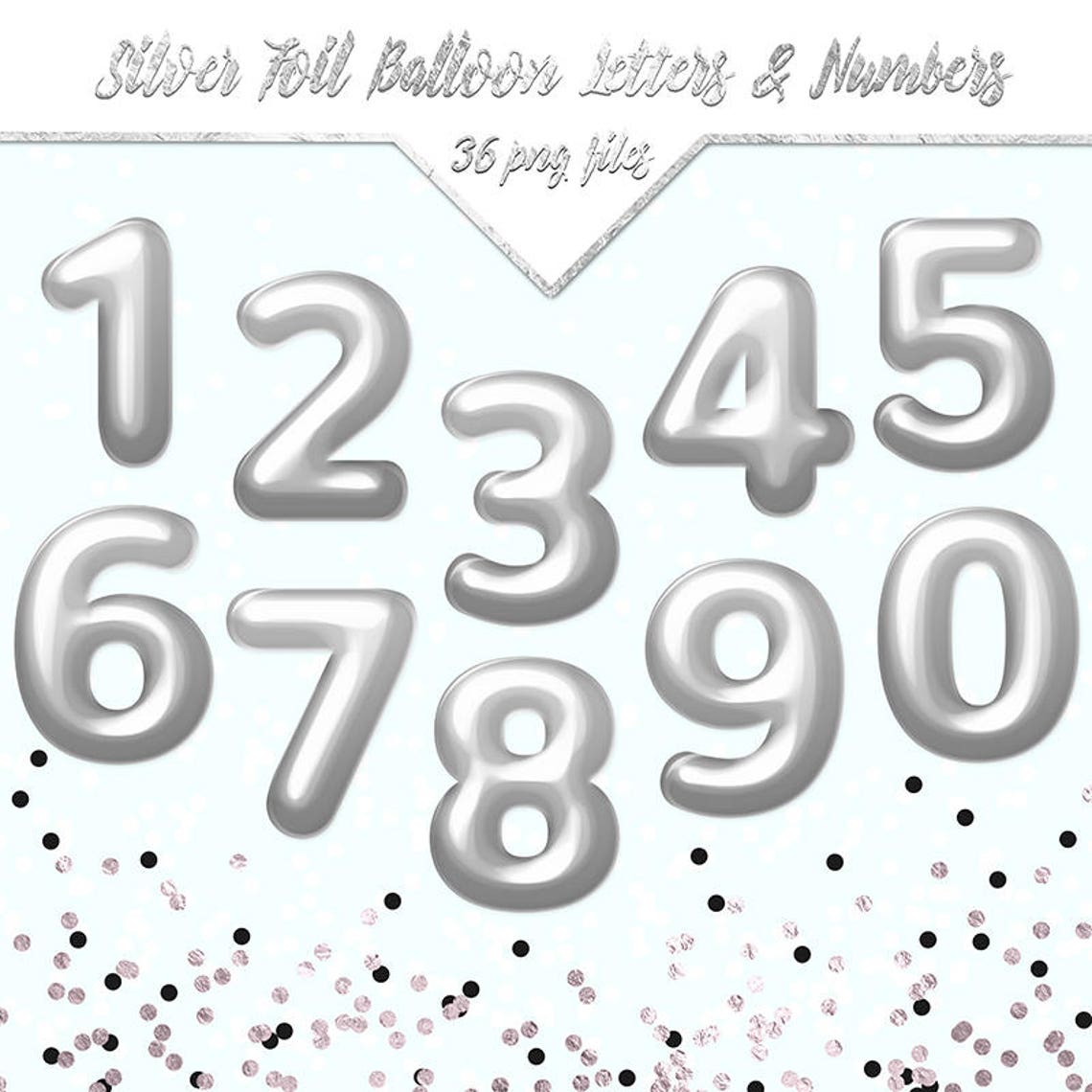 Silver Foil Balloon Letters & Numbers Alphabet Clipart - Etsy
