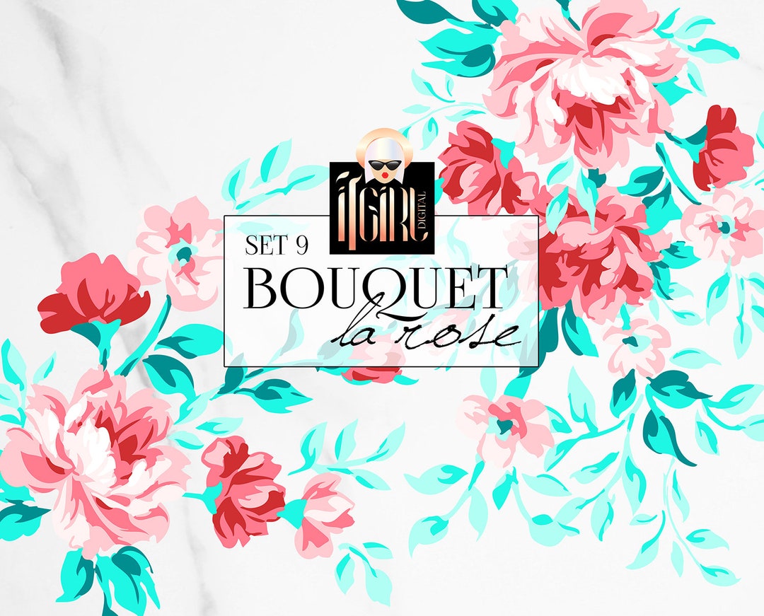 Flower Bouquet Clipart, Floral Clipart, Vintage Botanical, Shabby Chic ...