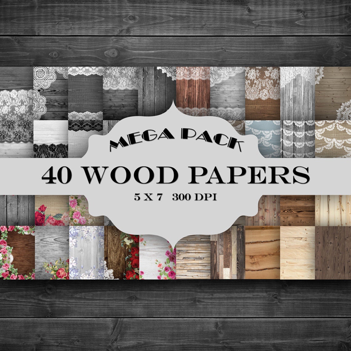 MEGA Pack Rustic Wood Digital Paper Pack Wood Vintage Lace | Etsy