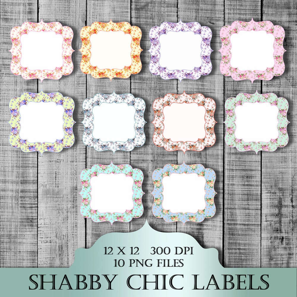 Shabby Chic Printable Labels Digital Clipart Vintage Floral - Etsy