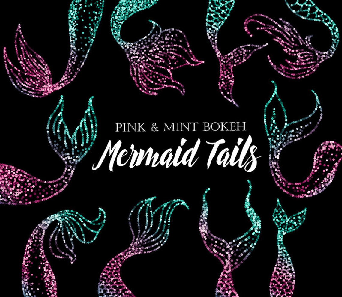 Mermaid Clipart Mermaid Tail Clipart Glitter Mermaid Overlays - Etsy
